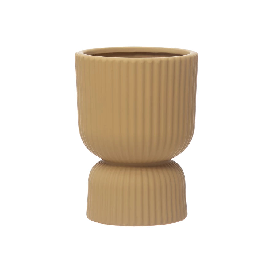 Stoneware Pleated Footed Planter, Latex Glaze – She Loves Me